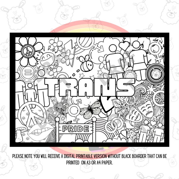 Trans Coloring Pages - Etsy UK