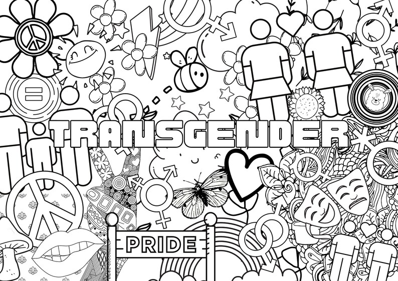 Transgender LGBTQIA A3 Printable Colouring Page Coloring - Etsy