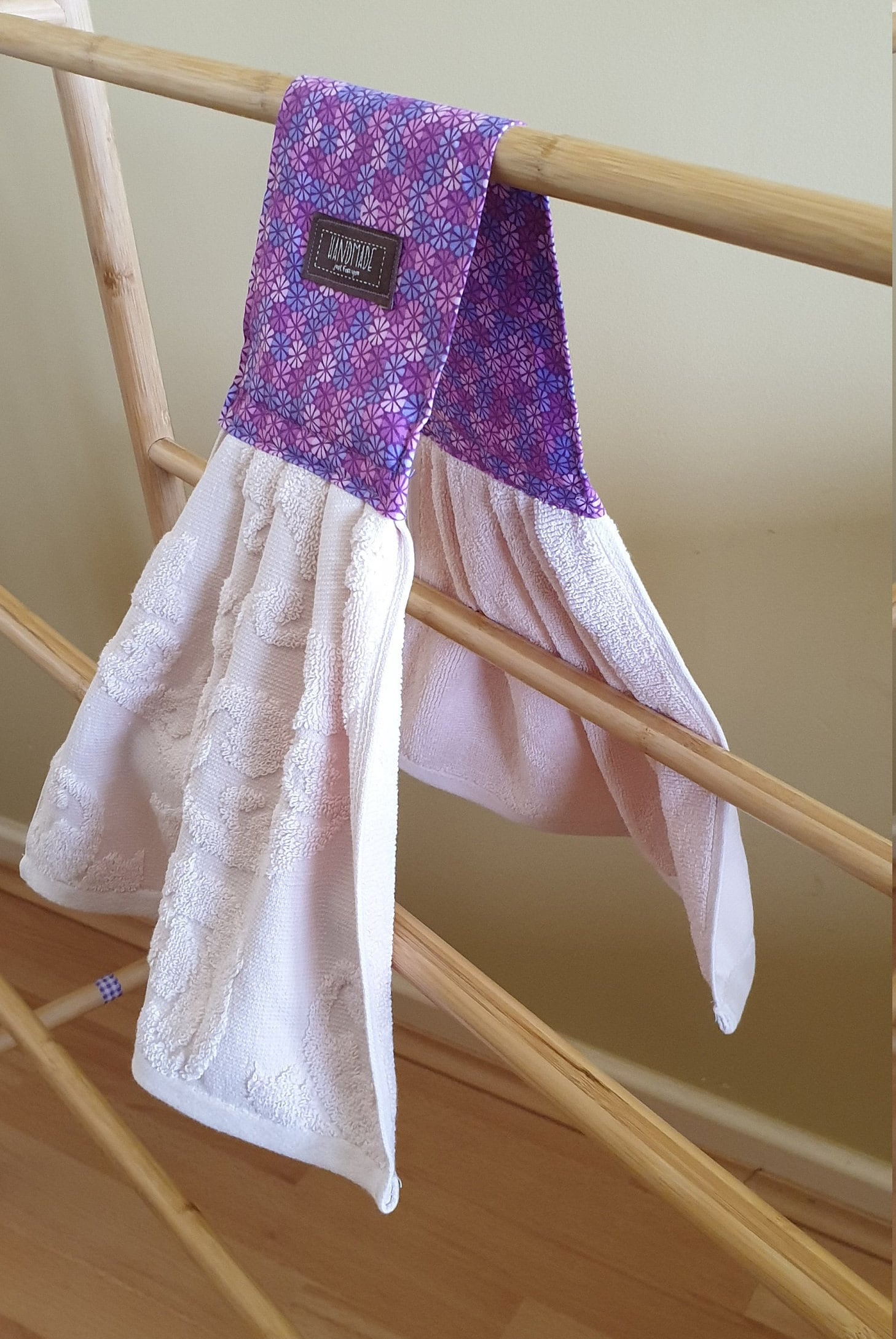 Double Sided Loop Over Cotton Hand Towels in Pink, Blue and Turquoise ...