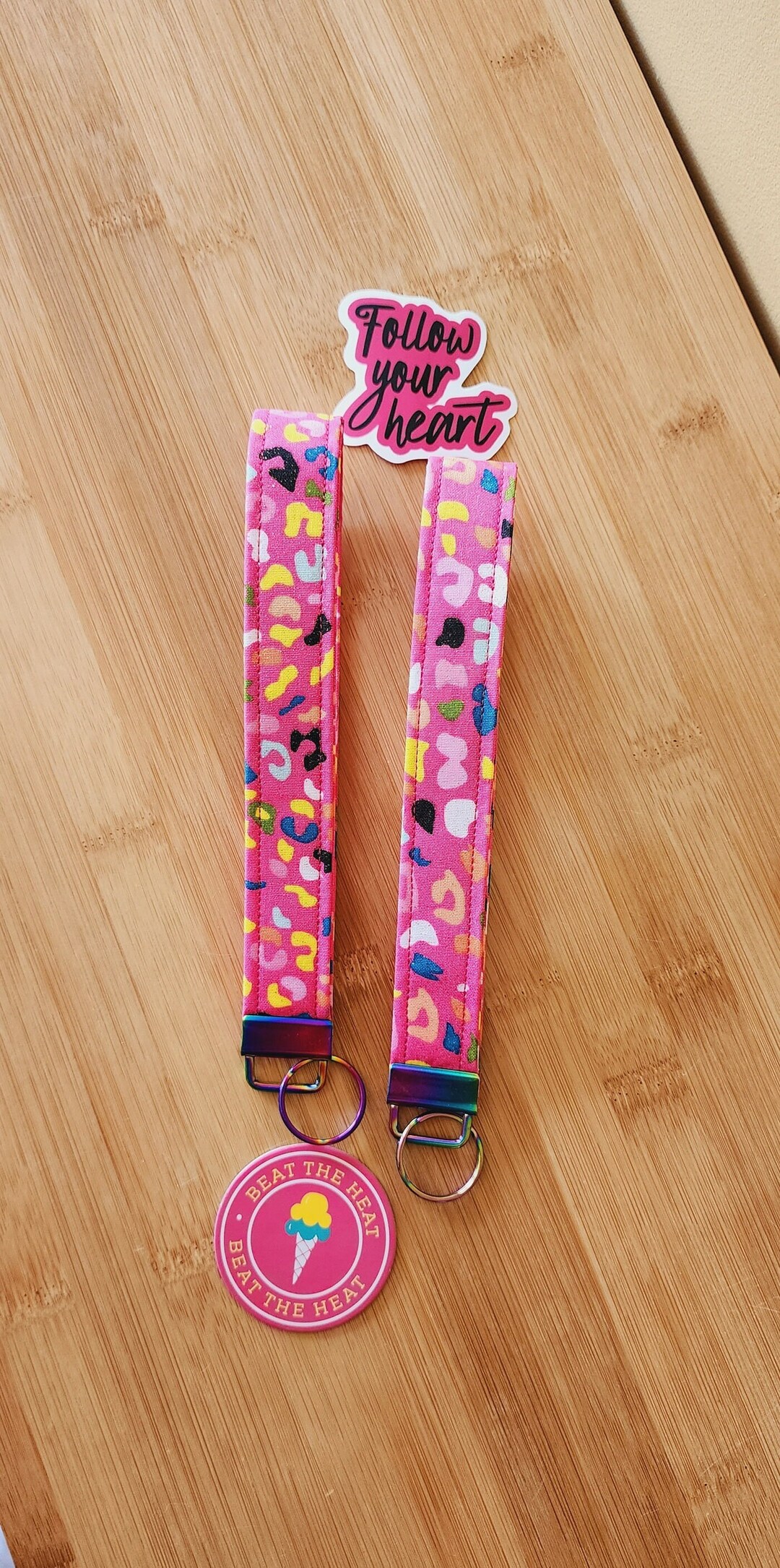 Key Fob Wristlet in Glitter Hot Pink Pattern, Key Wristlet With Split ...