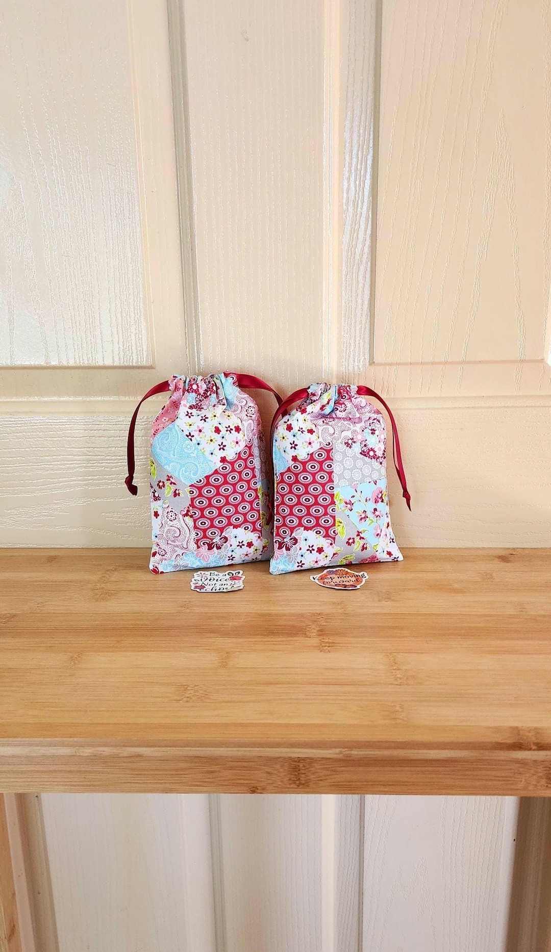 Floral Cotton Drawstring Gift Bag, Handmade Party Favour, Reusable - Etsy
