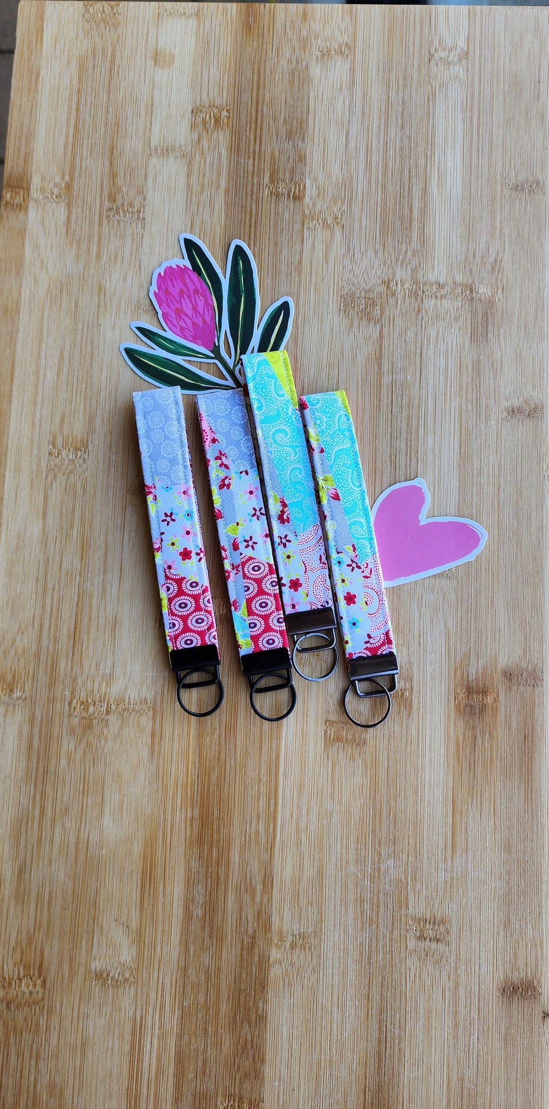 Key Fob Wristlets in Multicoloured Patchwork Pattern, Key Wristlet With ...