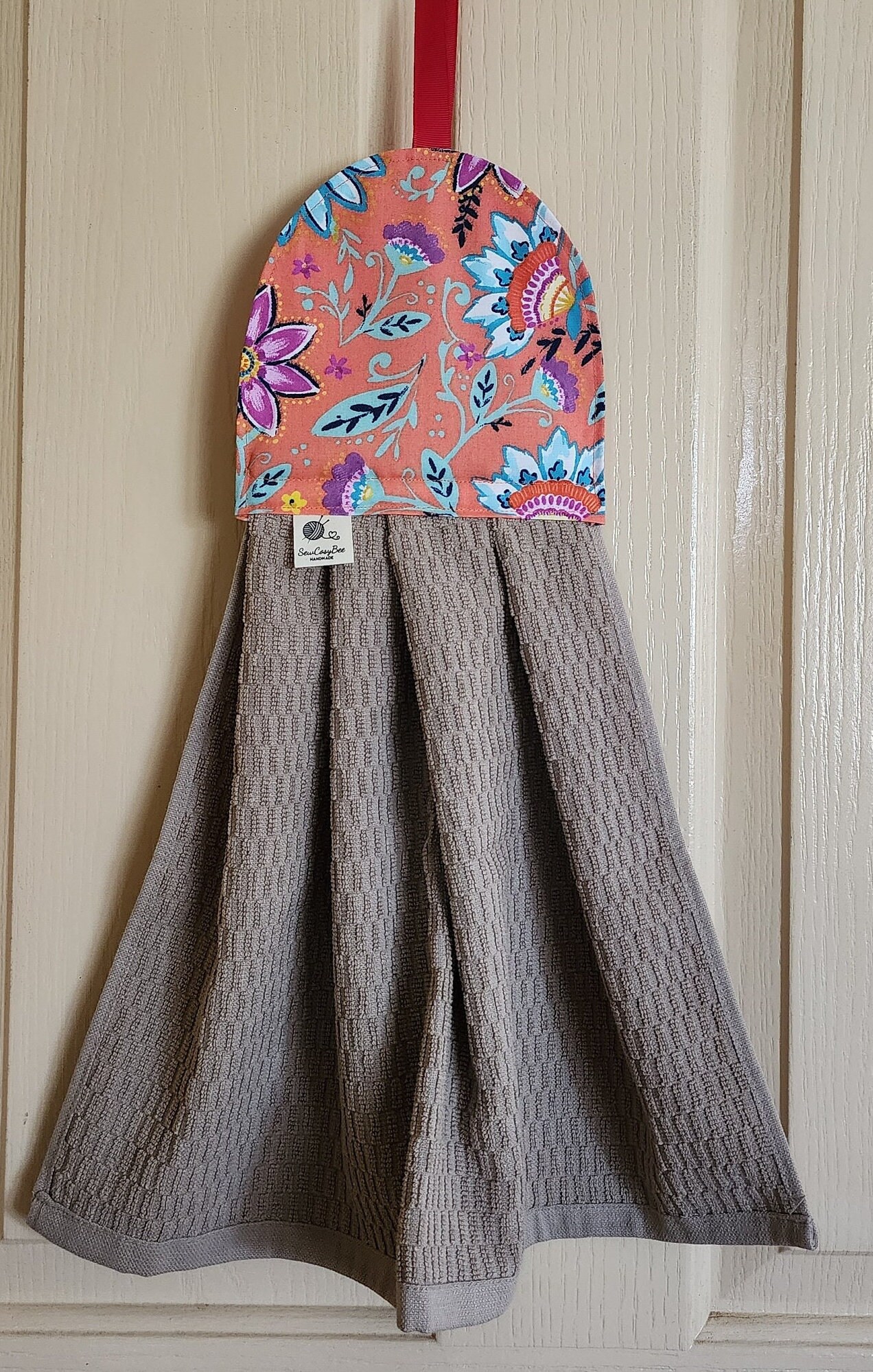 Hanging Cotton Hand Towels With Ribbon Loop-over, Black & White Stripes ...