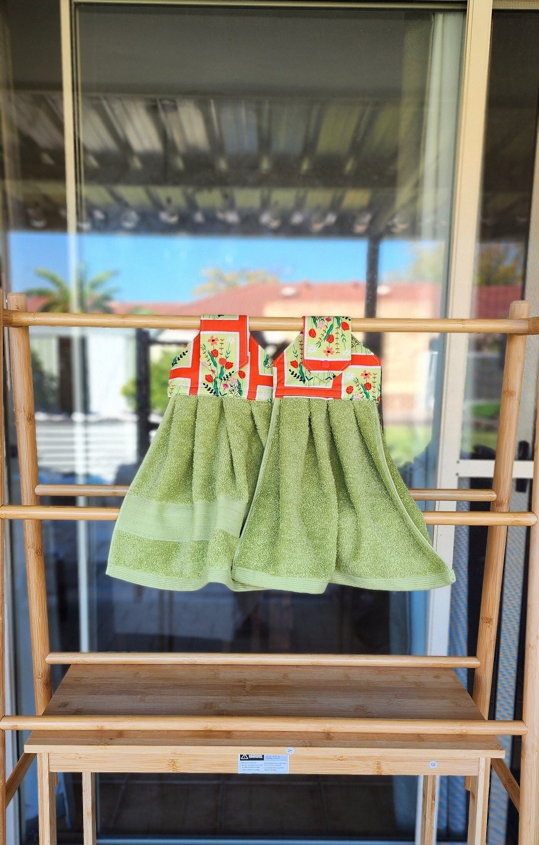 Single Sided Hand Towels in Lime Green With Snap on Button - Etsy