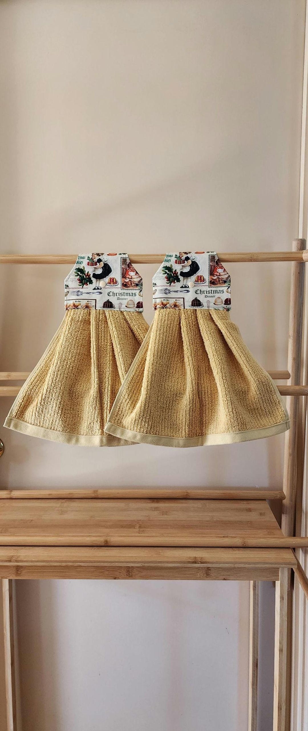 Yellow Mustard Rib Hand Towels With Snap Button, Cotton Topper in ...