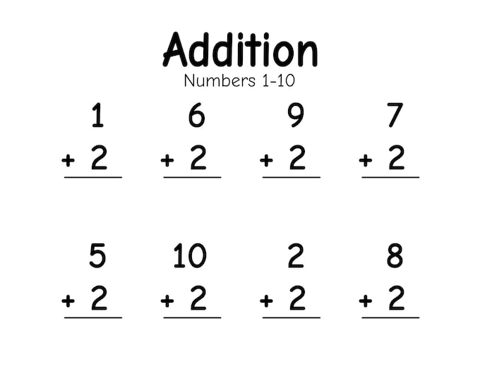 Addition Worksheets, Numbers 1-10, 20 Printable Worksheets, Vertical ...
