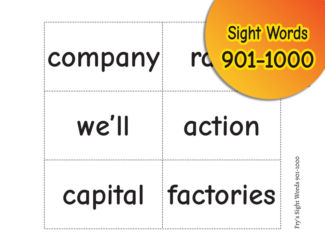 Fry Words Sight Words 601-1000 Combo Pack Flash Cards - Etsy