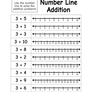 Number Line Addition, 1-10, 10 Printable Worksheets, Preschool - 1st ...
