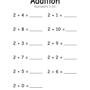 Addition Worksheets, Numbers 1-10, 20 Printable Worksheets, Vertical ...