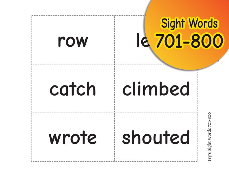 Fry Words Sight Words 601-1000 Combo Pack Flash Cards - Etsy