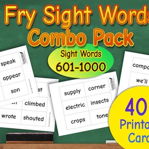 Fry Words Sight Words 601-1000 Combo Pack Flash Cards - Etsy