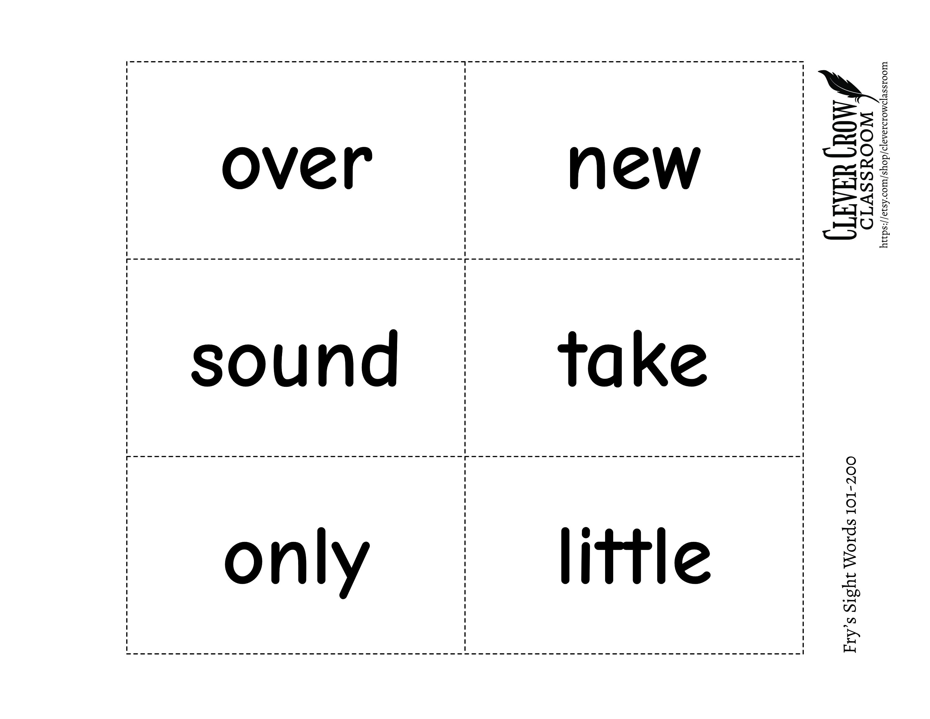 Fry Words, Second 100 Words Flash Cards, Sight Words - Etsy