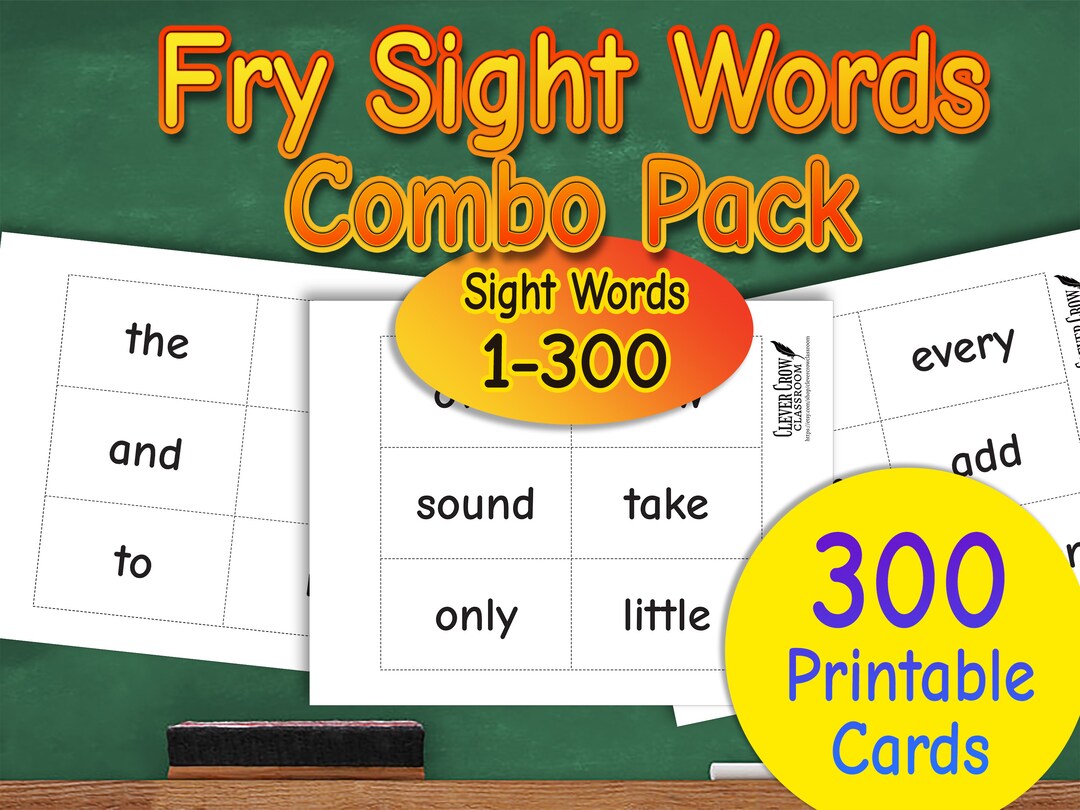 Fry Words, Combo Pack, First 300 Words Flash Cards, Sight Words - Etsy