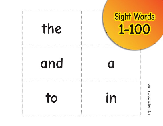Fry Words First 100 Words Flash Cards Sight Words | Etsy