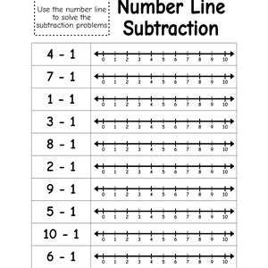 Number Line Subtraction, Numbers 1-10, 10 Printable Worksheets ...