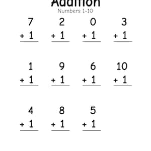 Addition Worksheets, Numbers 1-10, 20 Printable Worksheets, Vertical ...