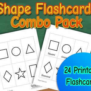 Shape Flashcards, 24 Printable Flashcards, Labeled and Unlableled ...