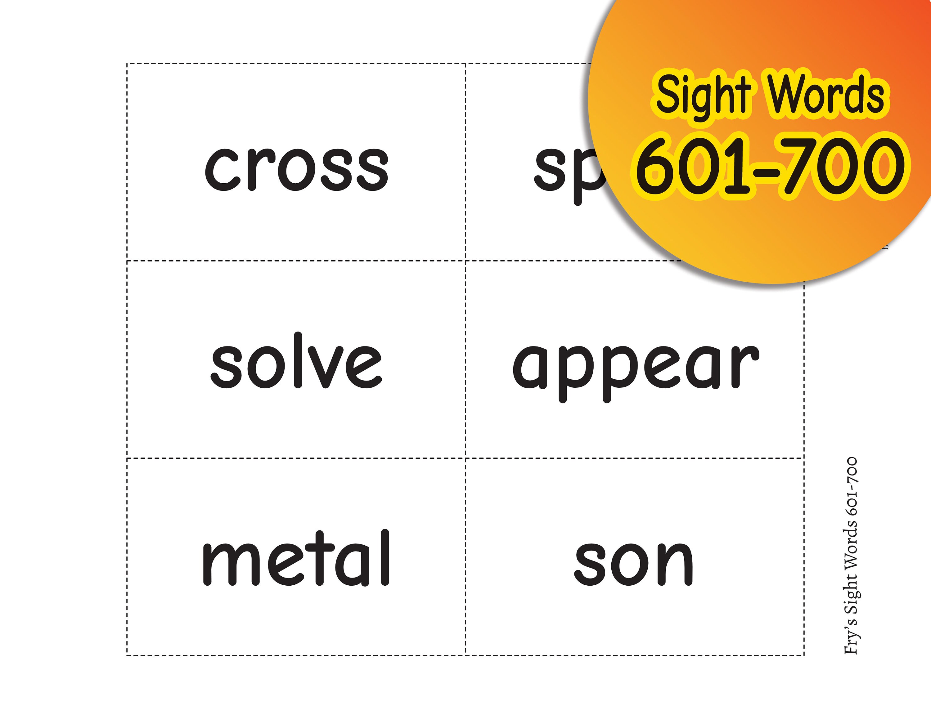 Fry Words, Sight Words 601-1000, Combo Pack, Flash Cards, Sight Words ...
