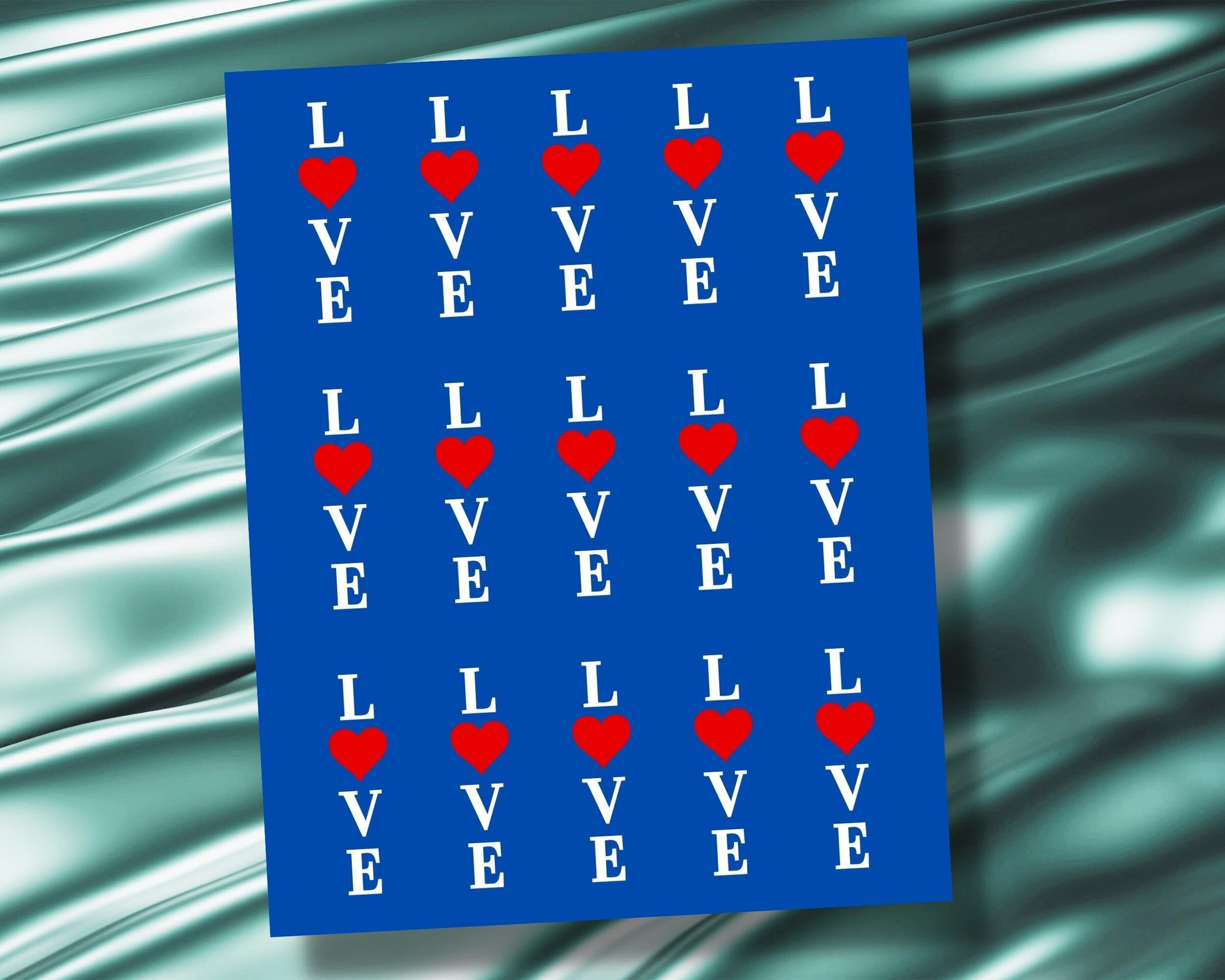 Unique LOVE Sticker in 10 Modern Colors medium, US Letter & A4 Size ...