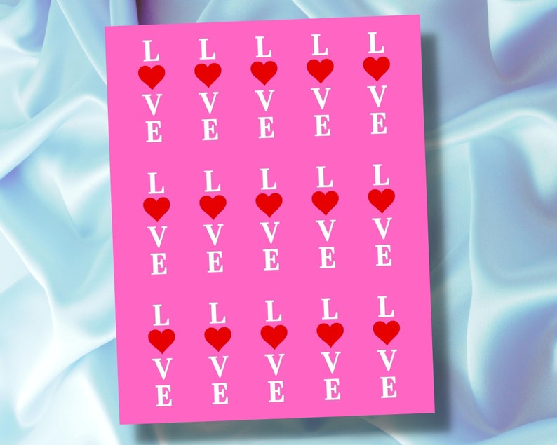 Unique LOVE Sticker in 10 Modern Colors medium, US Letter & A4 Size ...