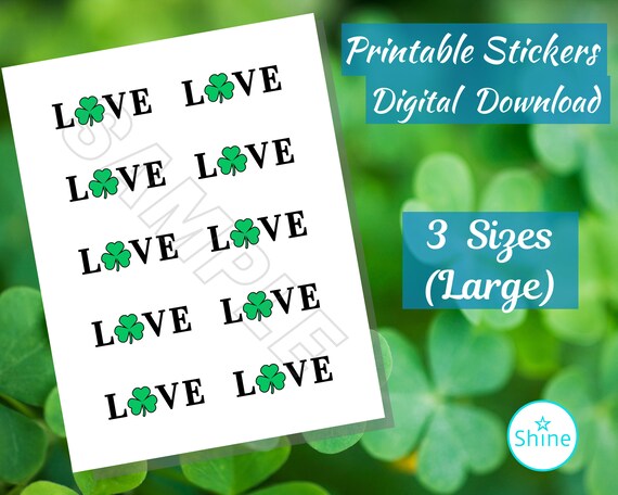 Clover Printable Stickers Shamrock Digital Download Stickers | Etsy