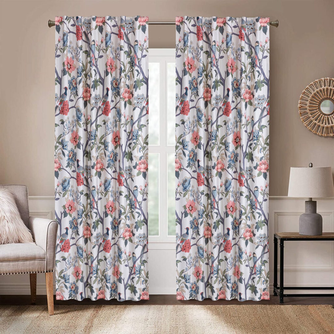 Romantic Floral Bloom Print Luxury Window Curtains 2pc Set - Etsy