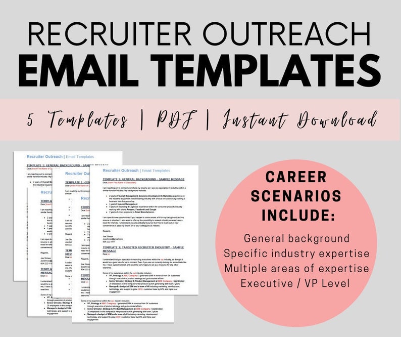 5 Recruiter E-mail Outreach Templates - Etsy