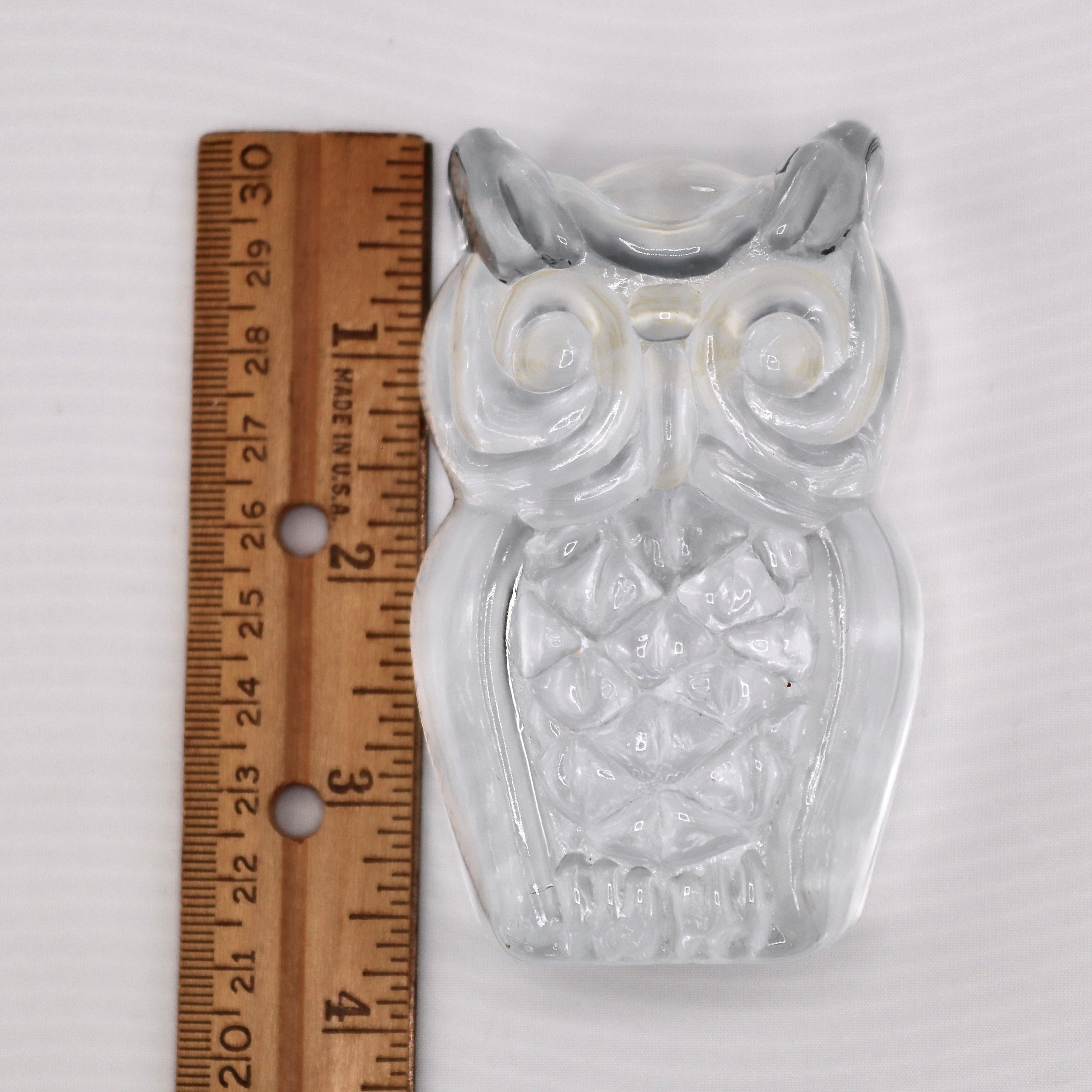 Glass Owl Vintage Viking Clear Glass Owl Paperweight Glass Owl Figurine ...