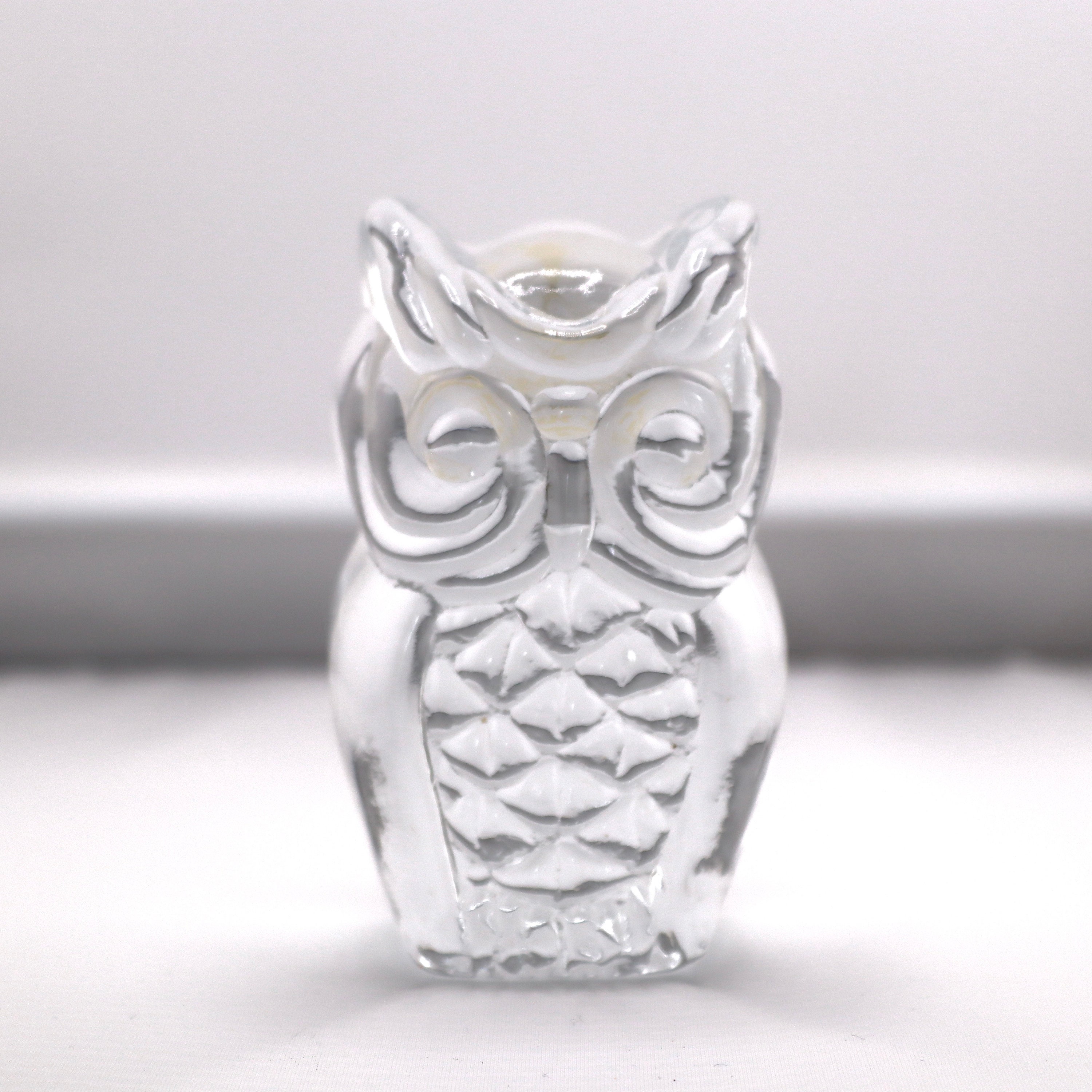 Glass Owl Vintage Viking Clear Glass Owl Paperweight Glass Owl Figurine ...