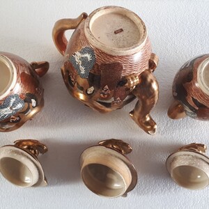 Vintage Japanese Satsuma Porcelain Tea Set Dragonware 11 People Meiji ...