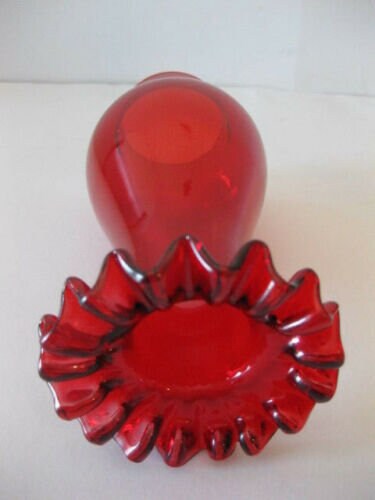 Ruby Red Ruffled Top Glass Chimney for Kerosene Oil Lamps 8 1/4 X 2 5/8 ...