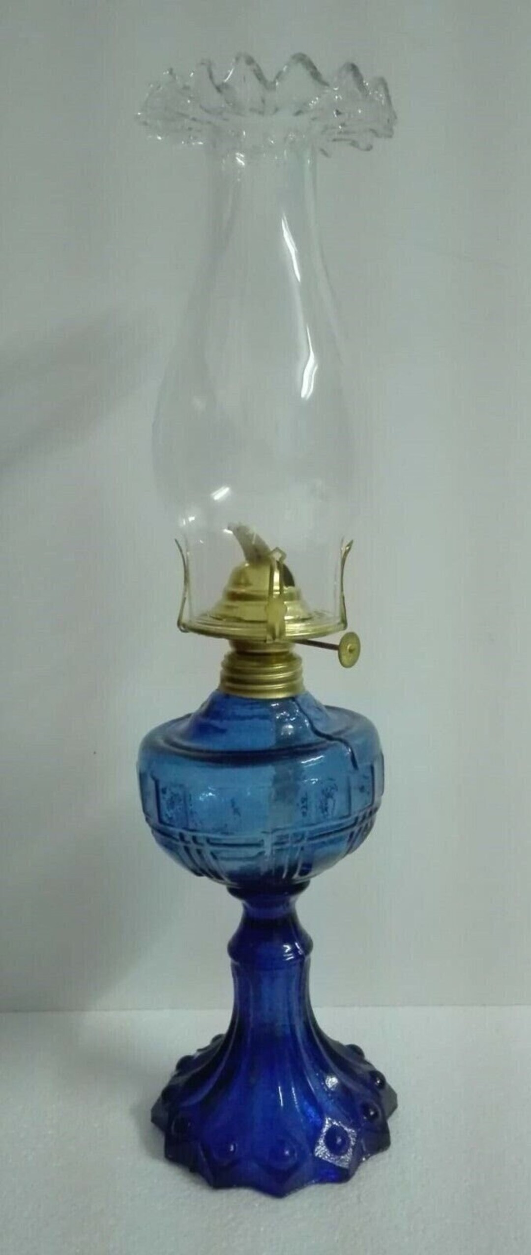 Vintage Early Xxth Century Cobalt Blue Glass Kerosene Oil Lamp - Etsy