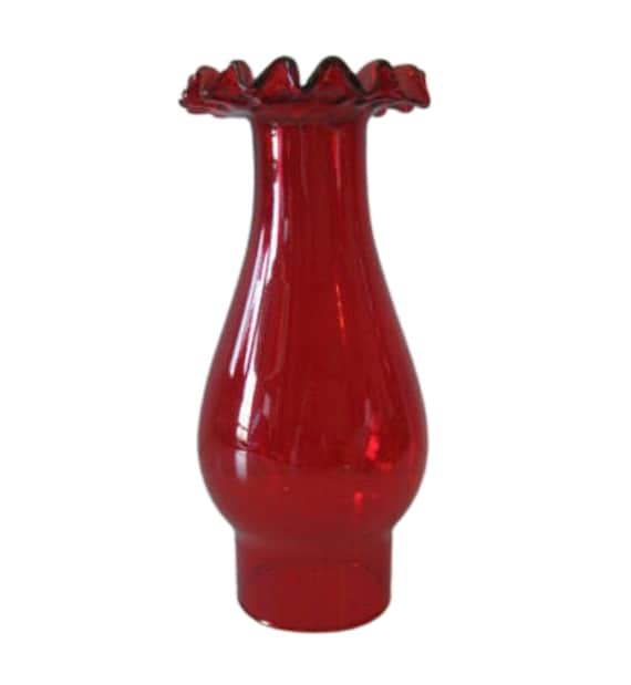 Ruby Red Ruffled Top Glass Chimney for Kerosene Oil Lamps 8 - Etsy