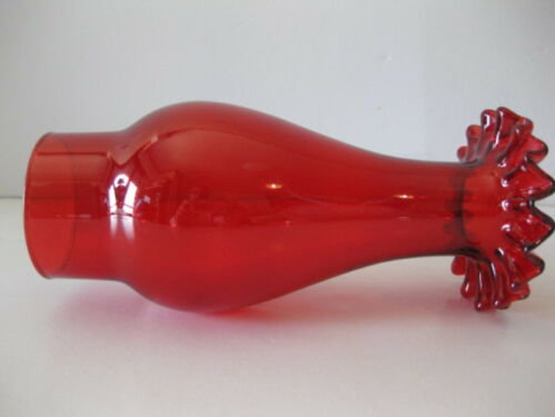 Ruby Red Ruffled Top Glass Chimney for Kerosene Oil Lamps 8 1/4 X 2 5/8 ...