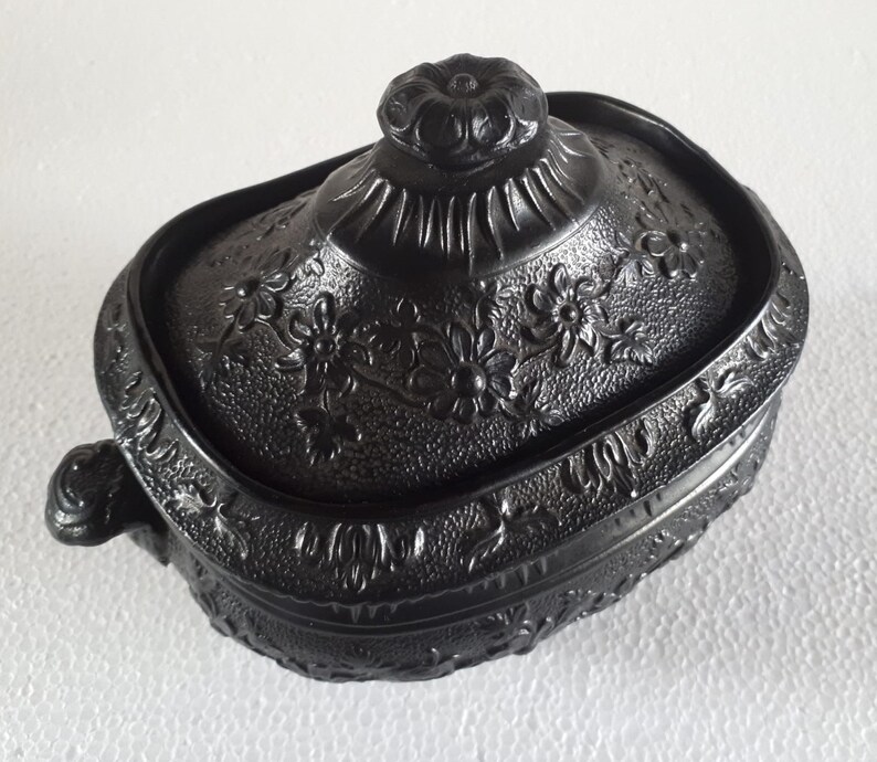 Antique Staffordshire English Black Basalt Porcelain Sugar - Etsy