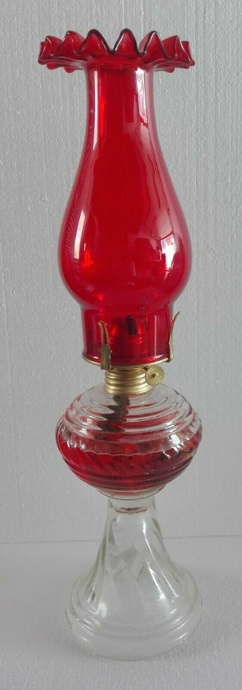 Ruby Red Ruffled Top Glass Chimney for Kerosene Oil Lamps 8 1/4 X 2 5/8 ...
