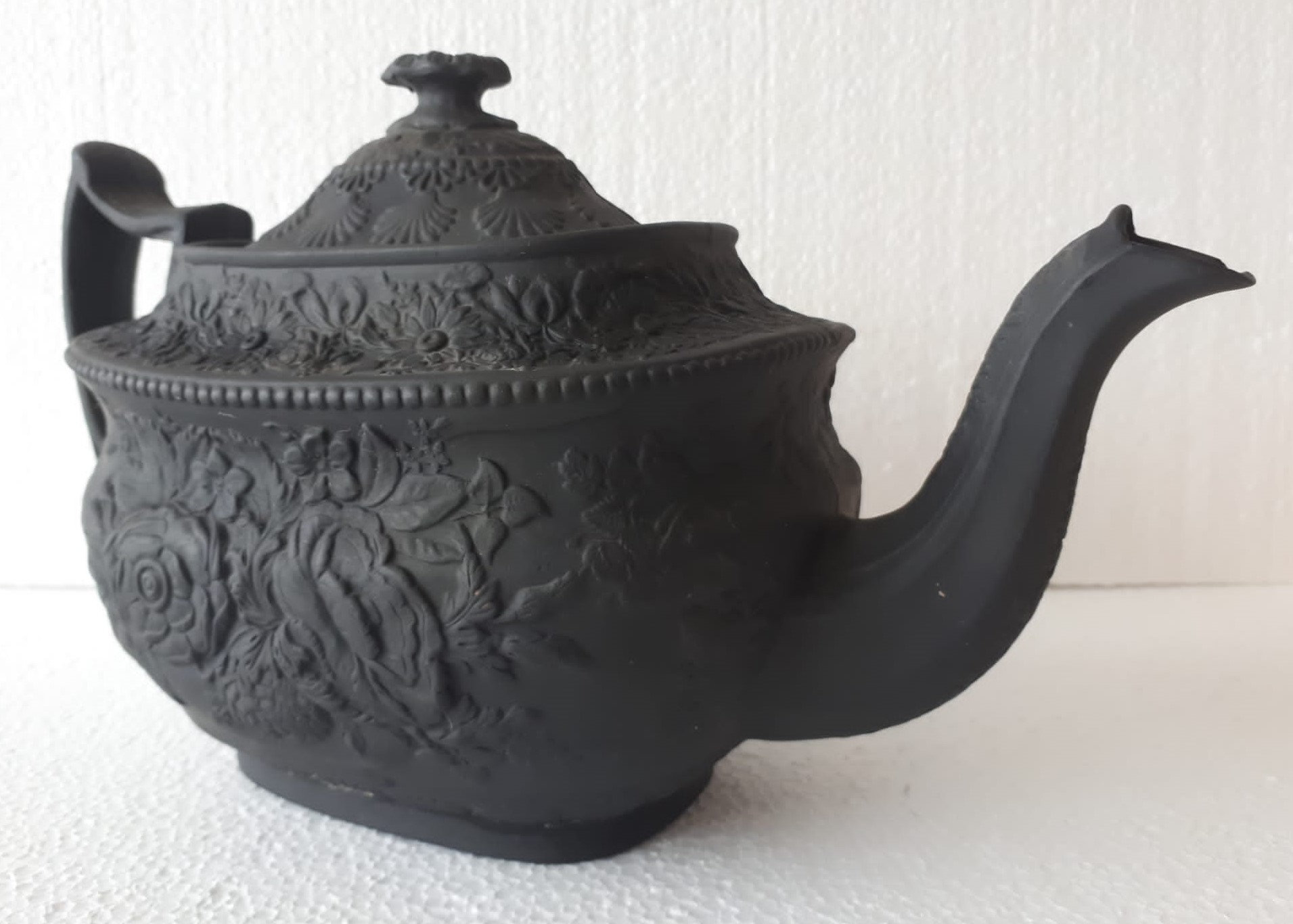 Antique English Black Basalt Porcelain Teapot Floral Motifs - Etsy