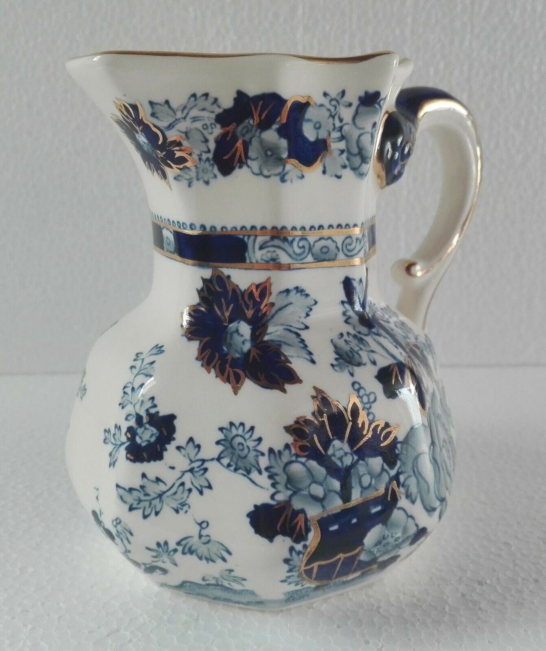 Mason's Ironstone Porcelain Sapphire Pattern Jug Hand Painted Made in ...