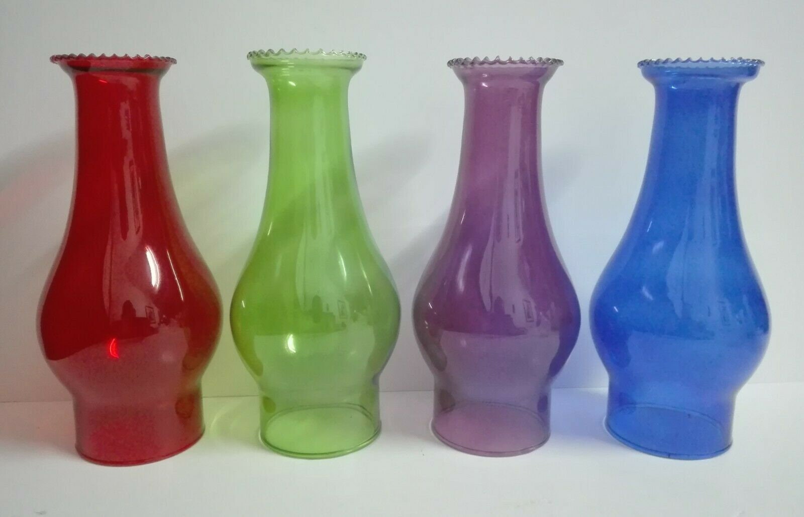 Ruby Red Beaded Top Glass Chimney for Kerosene Oil Lamps - 8 1/4" X 2 5 ...