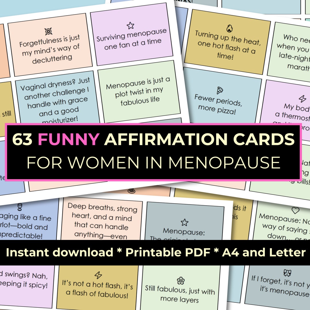 63 Funny Menopause Affirmation Cards Uplifting Humor for Women in ...