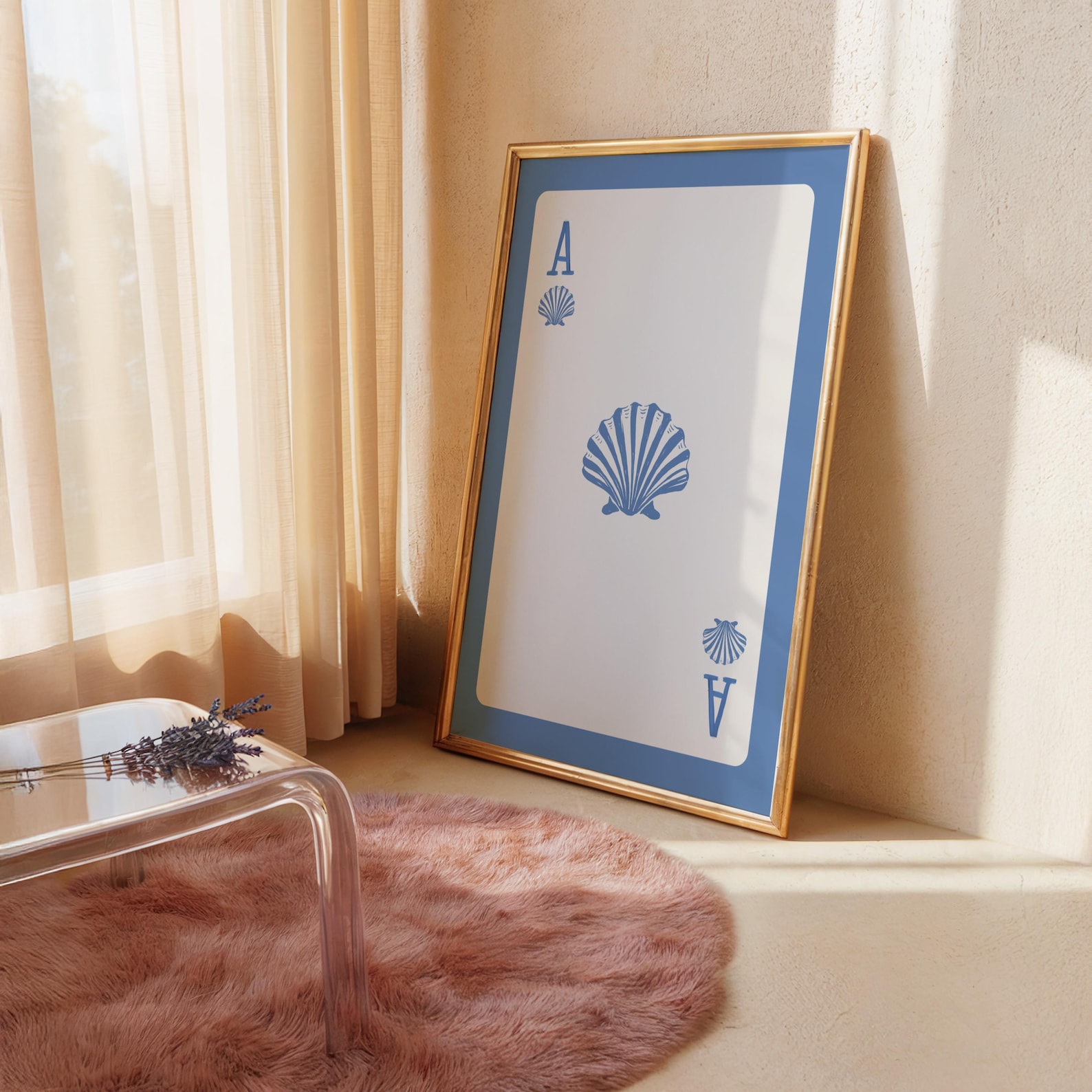 Coastal Playing Card Wall Art Duo - Mermaid Queen Print - Shell Ace ...