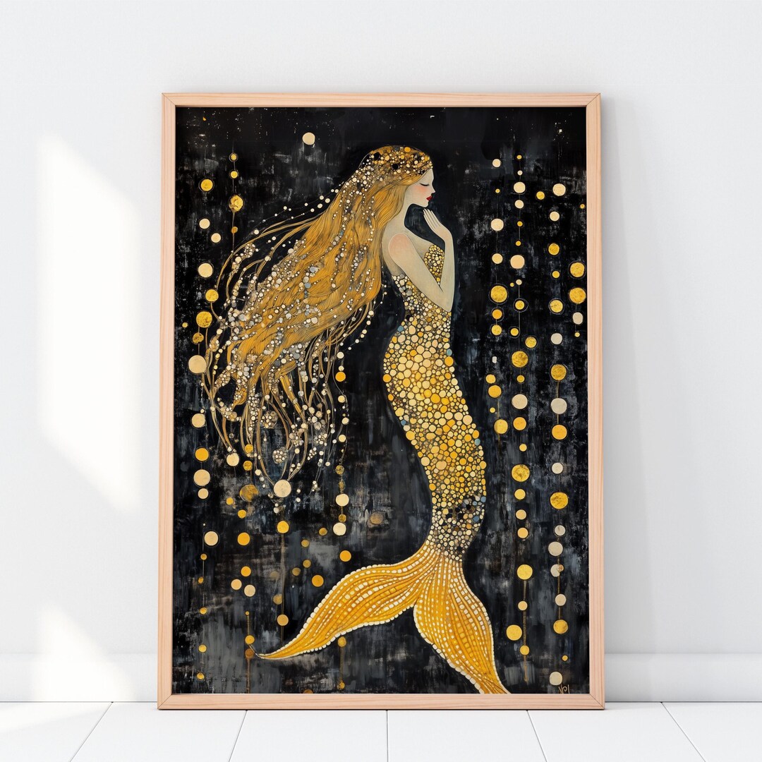 Mermaid Wall Art Print - Vintage Mermaid Art - Elegant Ocean Decor ...