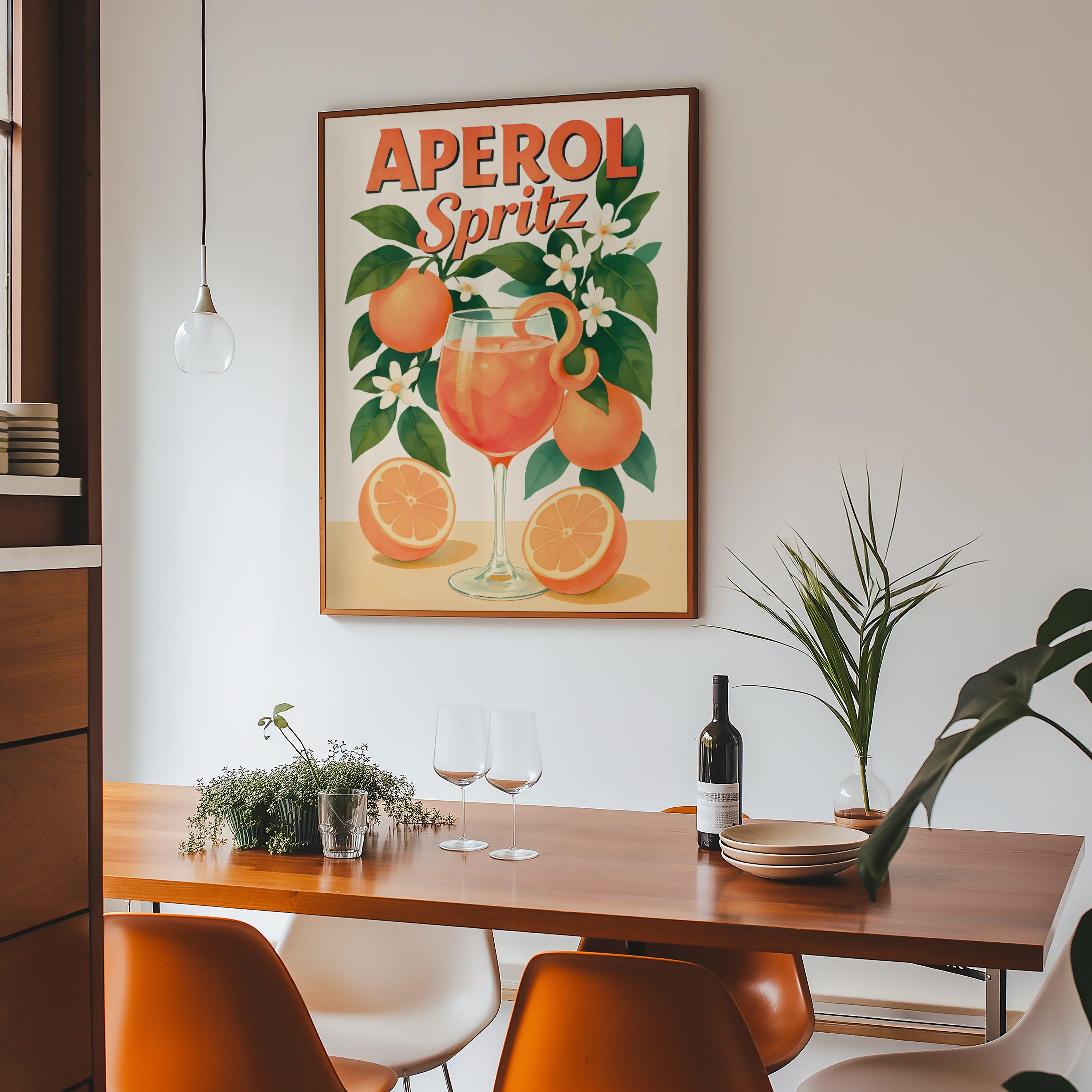 Aperol Spritz Poster | Retro Italian Cocktail Poster | Bar Cart Decor ...
