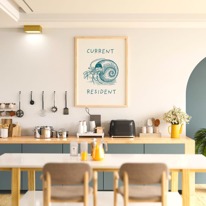 Funny Hermit Crab Poster - Current Resident Sign - Coastal Printaple ...