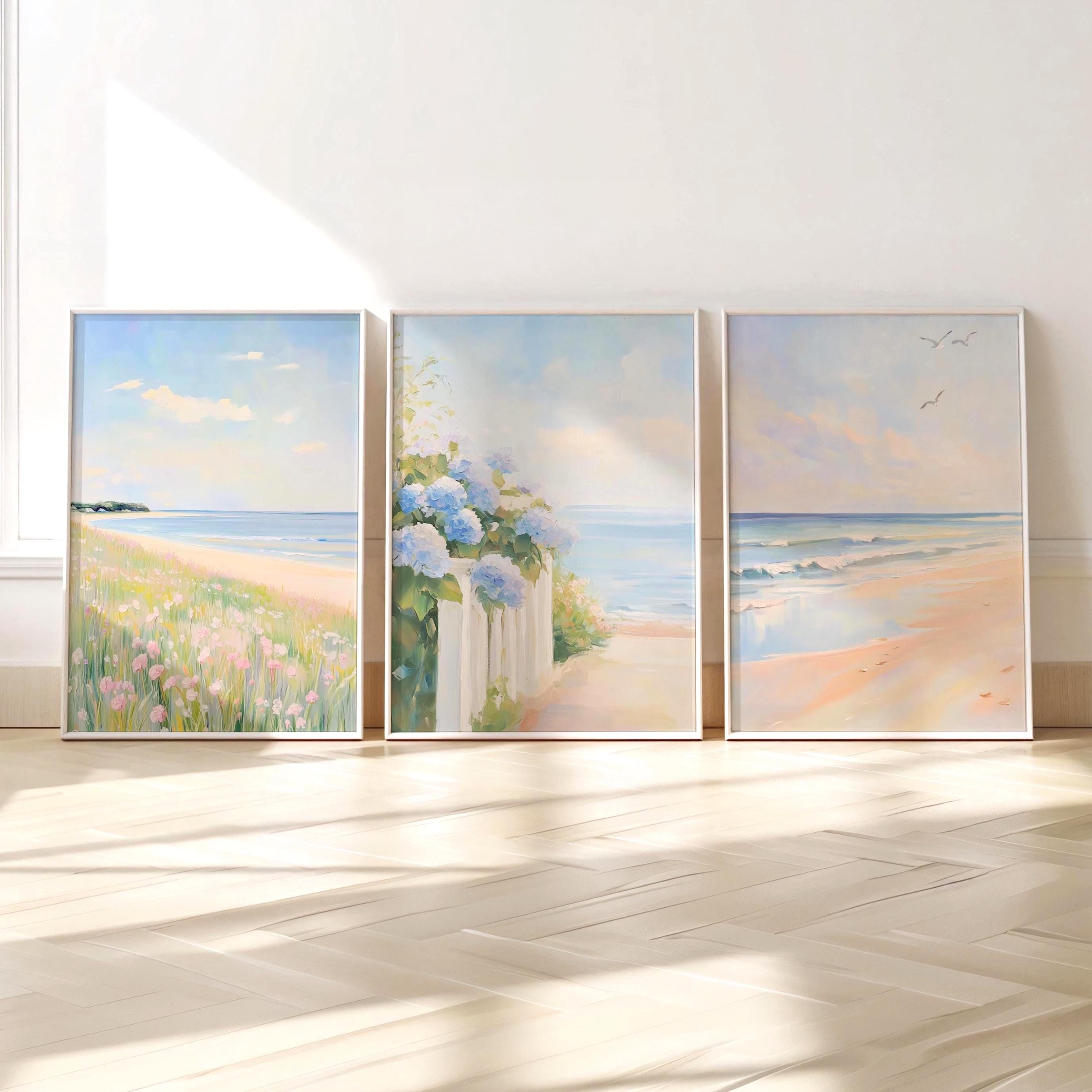 Set of 3 Pastel Coastal Wall Art / Summer Beach Print / Ocean ...