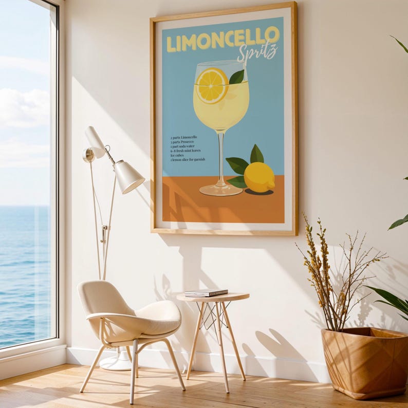 Retro Italian Cocktail Poster Set of 6 | Aperol Spritz, Limoncello ...