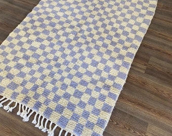 Light Blue Checkered Rug - Etsy