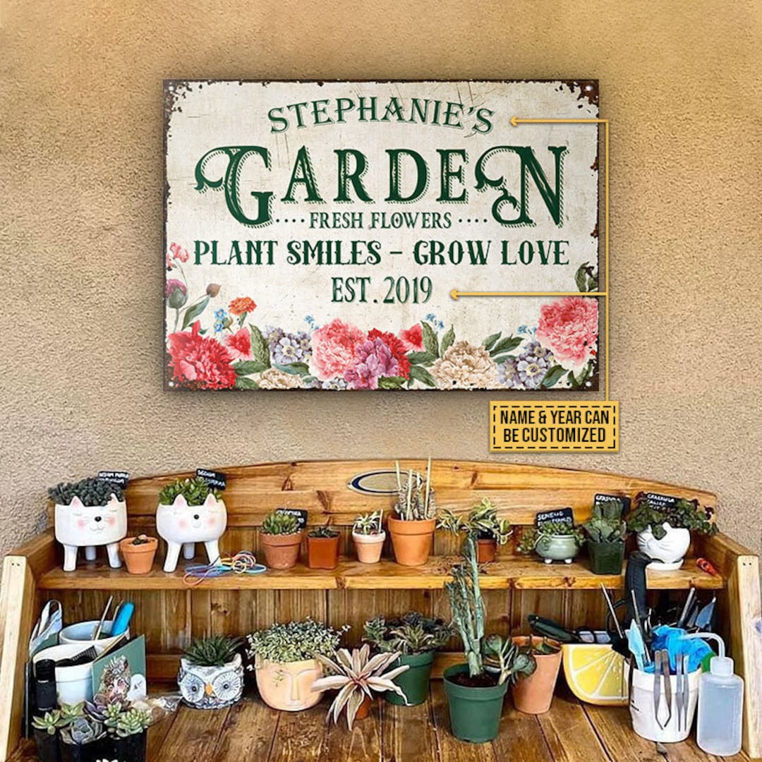 Personalized Gardening Plant Smiles Signs, Garden Fresh Produce Plant ...