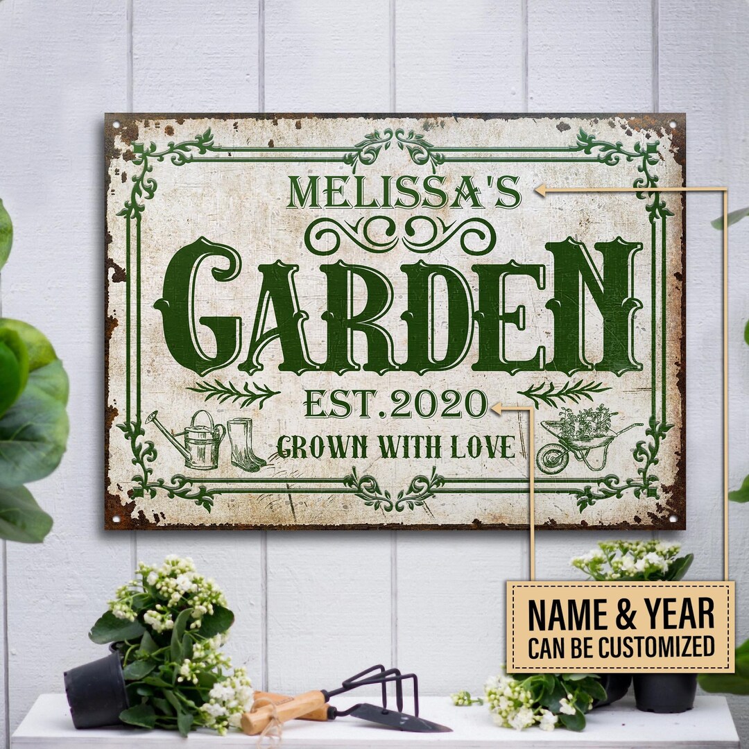 Personalized Gardening Grown With Love Customized Classic Metal Signs ...