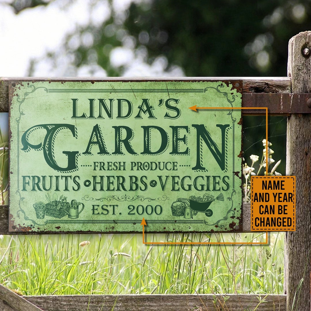 Personalized Garden Fresh Produce Classic Metal Signs, Gardeningclassic ...